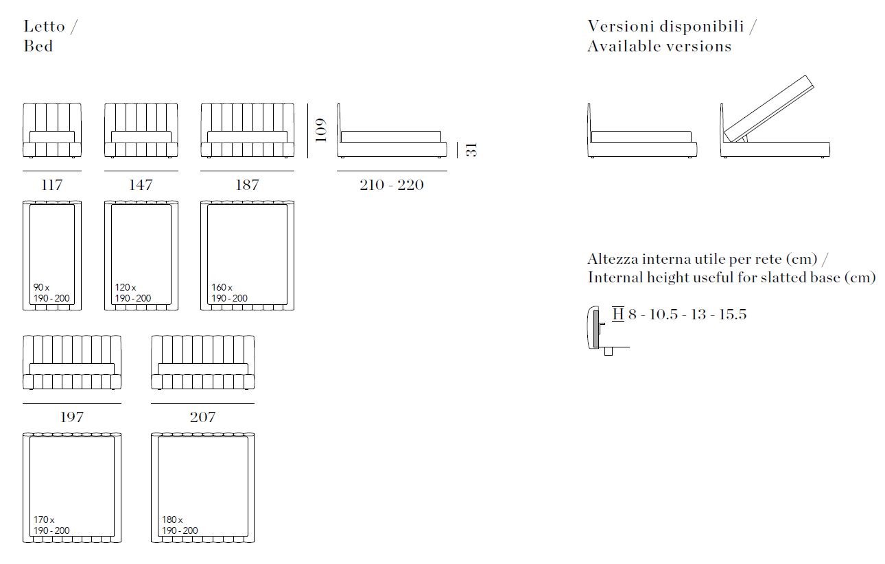 Letto matrimoniale con testiera alta HARVEST HIGH By Busnelli