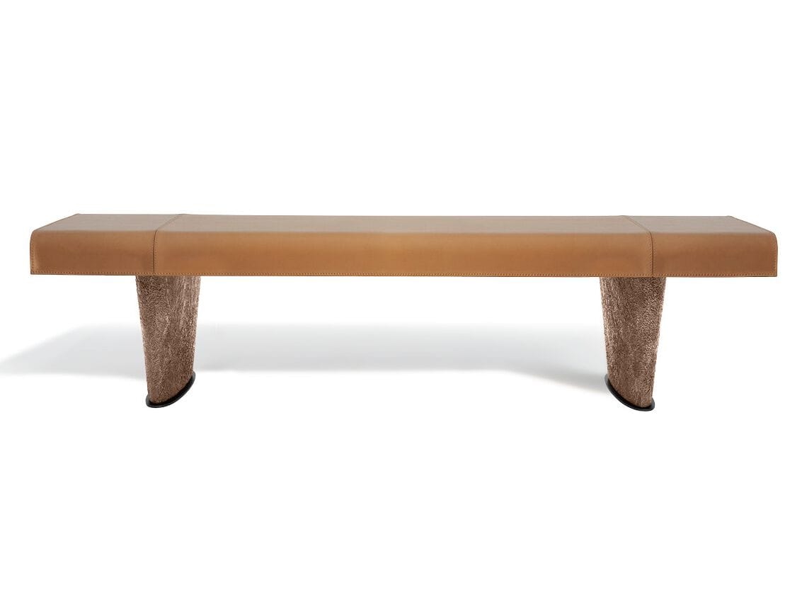 CHEOPE Tanned leather bench By HESSENTIA | Cornelio Cappellini