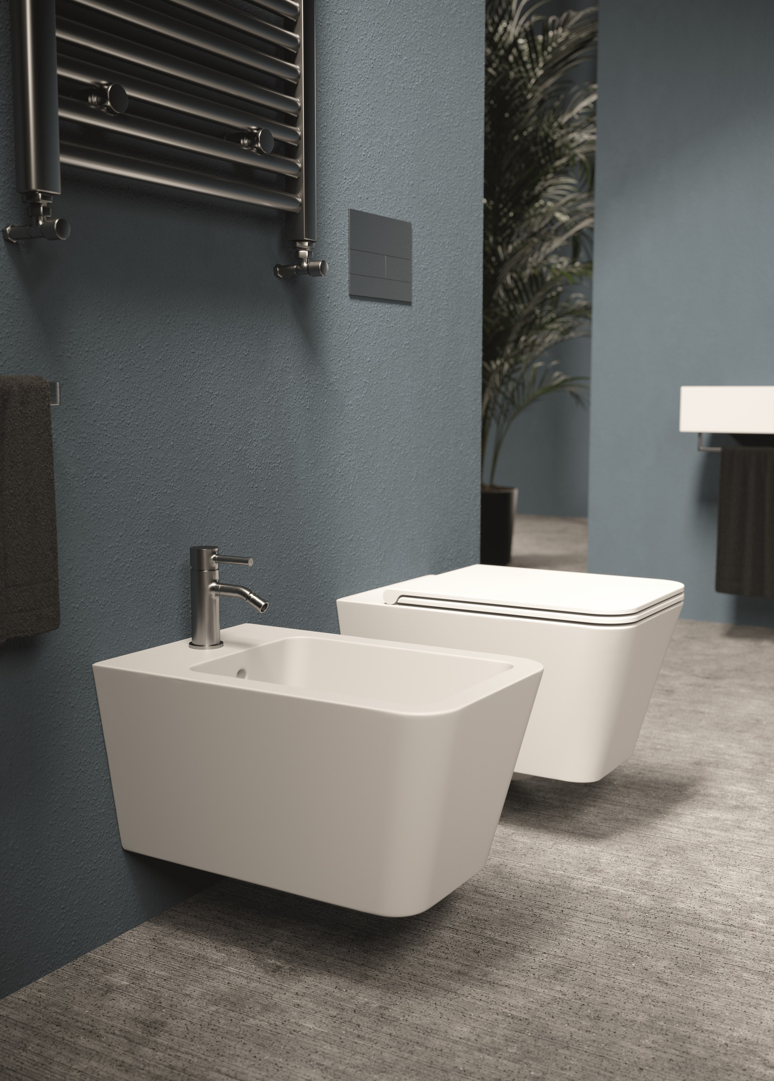 HIDE SQUARE Wall-hung ceramic bidet with overflow By Alice Ceramica ...