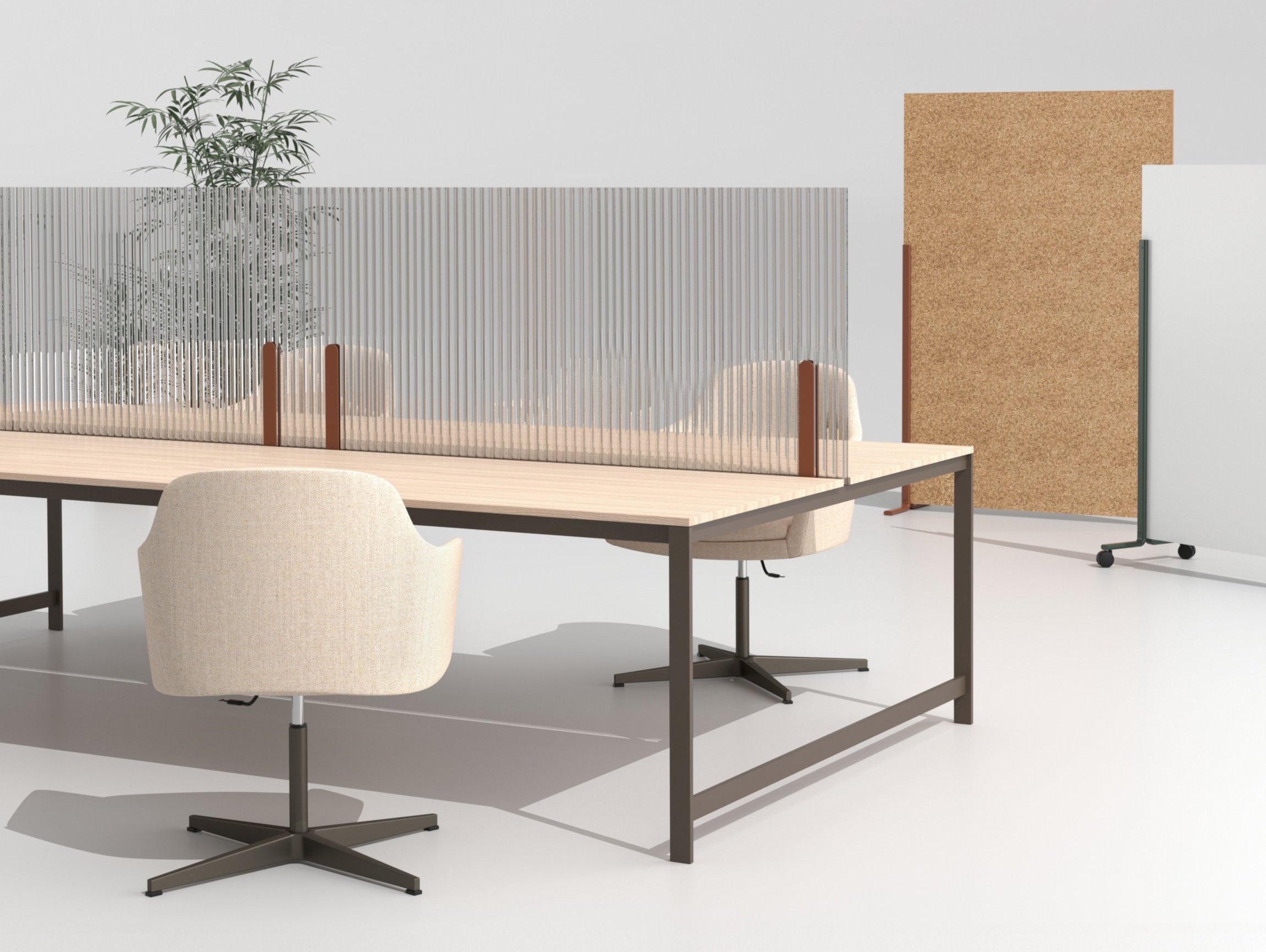 HINOKI Polycarbonate desktop partition By Manerba