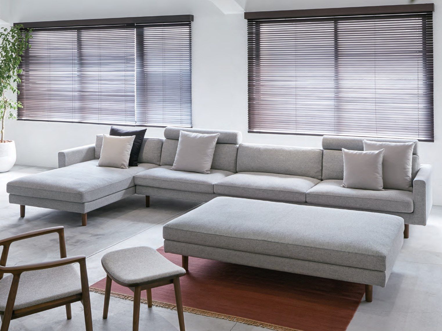 Sectional fabric sofa with chaise longue HIROSHIMA By Maruni design ...