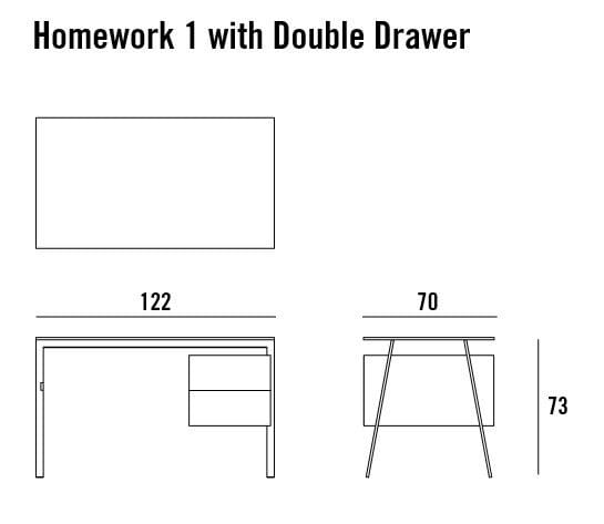 Writing desk with drawers HOMEWORK 1 WOOD TOP By bensen