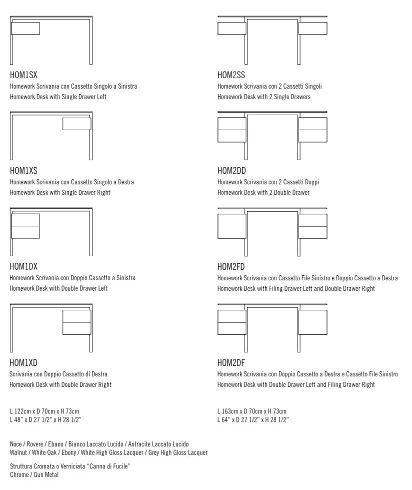 Writing desk with drawers HOMEWORK 1 WOOD TOP By bensen