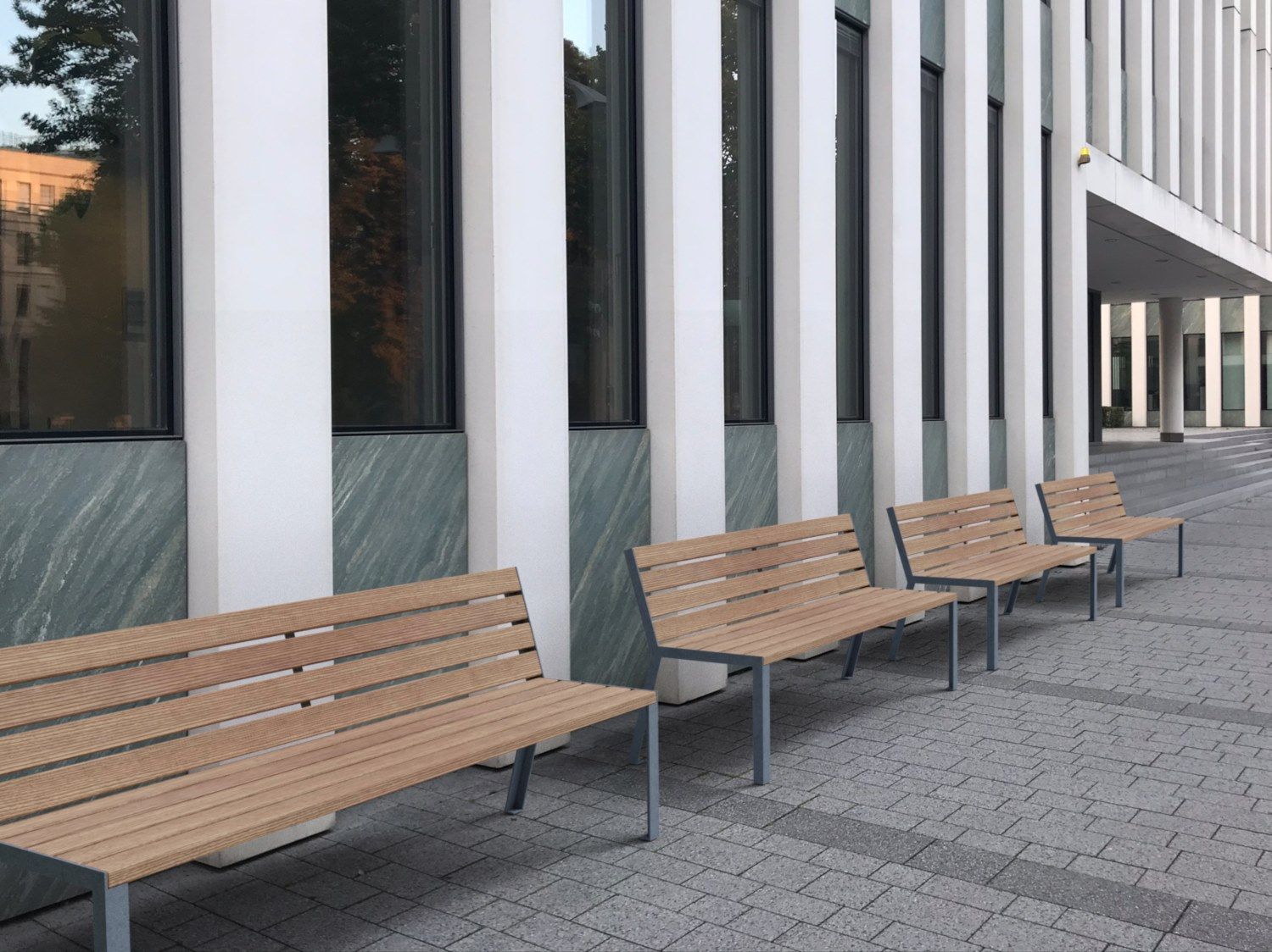 HOP HOP Steel and wood bench with back By miramondo