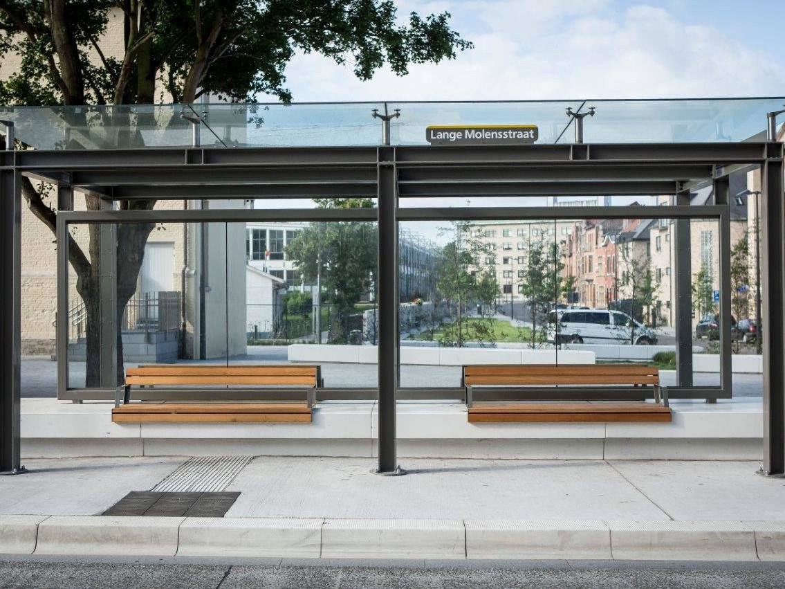 HOP HOP WALL Steel and wood bench with back By miramondo