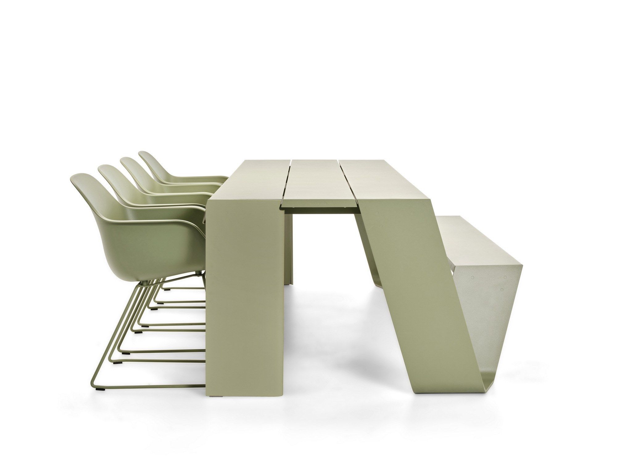 HOPPER COMBO AA Powder coated aluminium picnic table with integrated ...