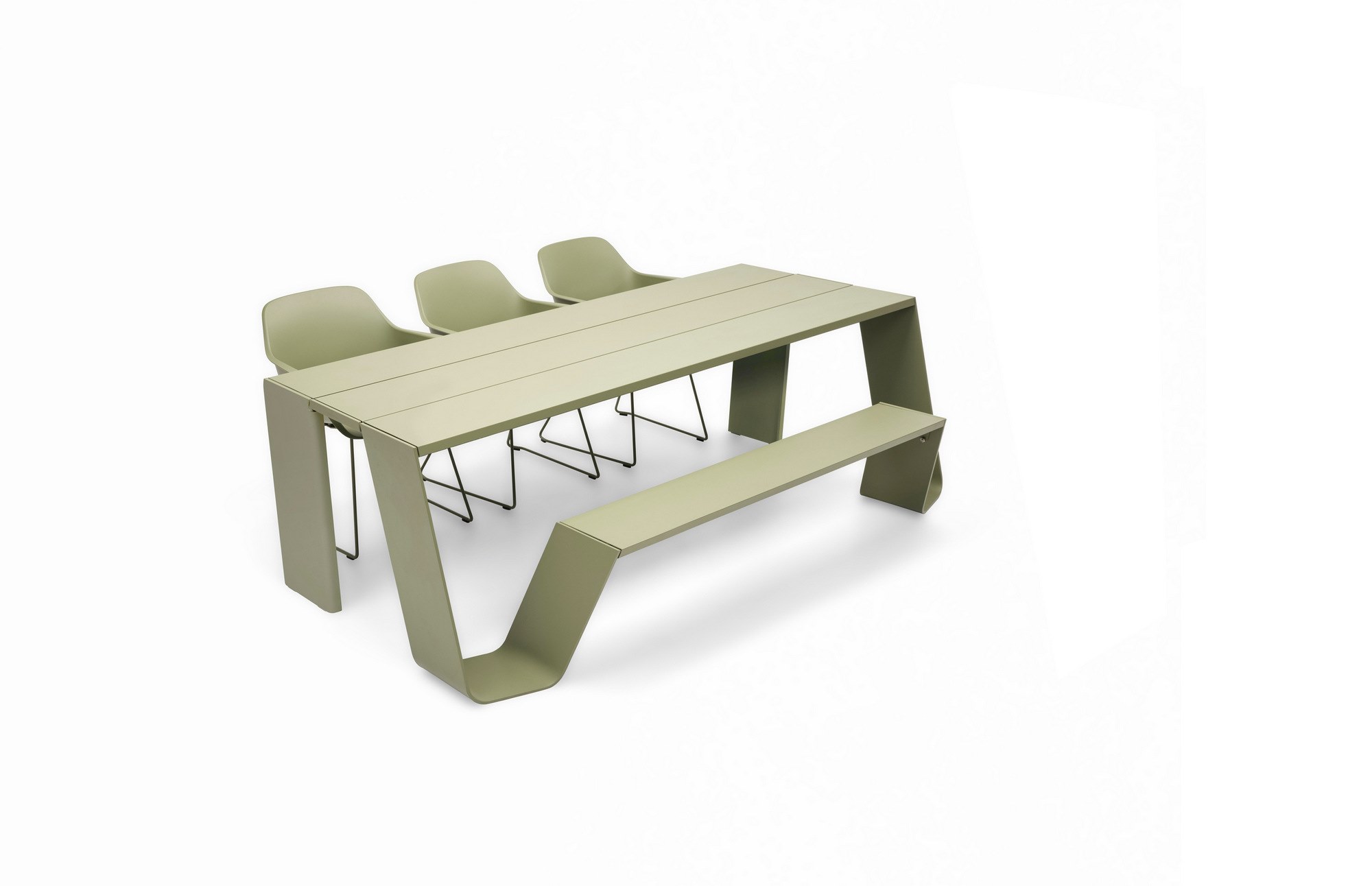 HOPPER COMBO AA Powder coated aluminium picnic table with integrated ...