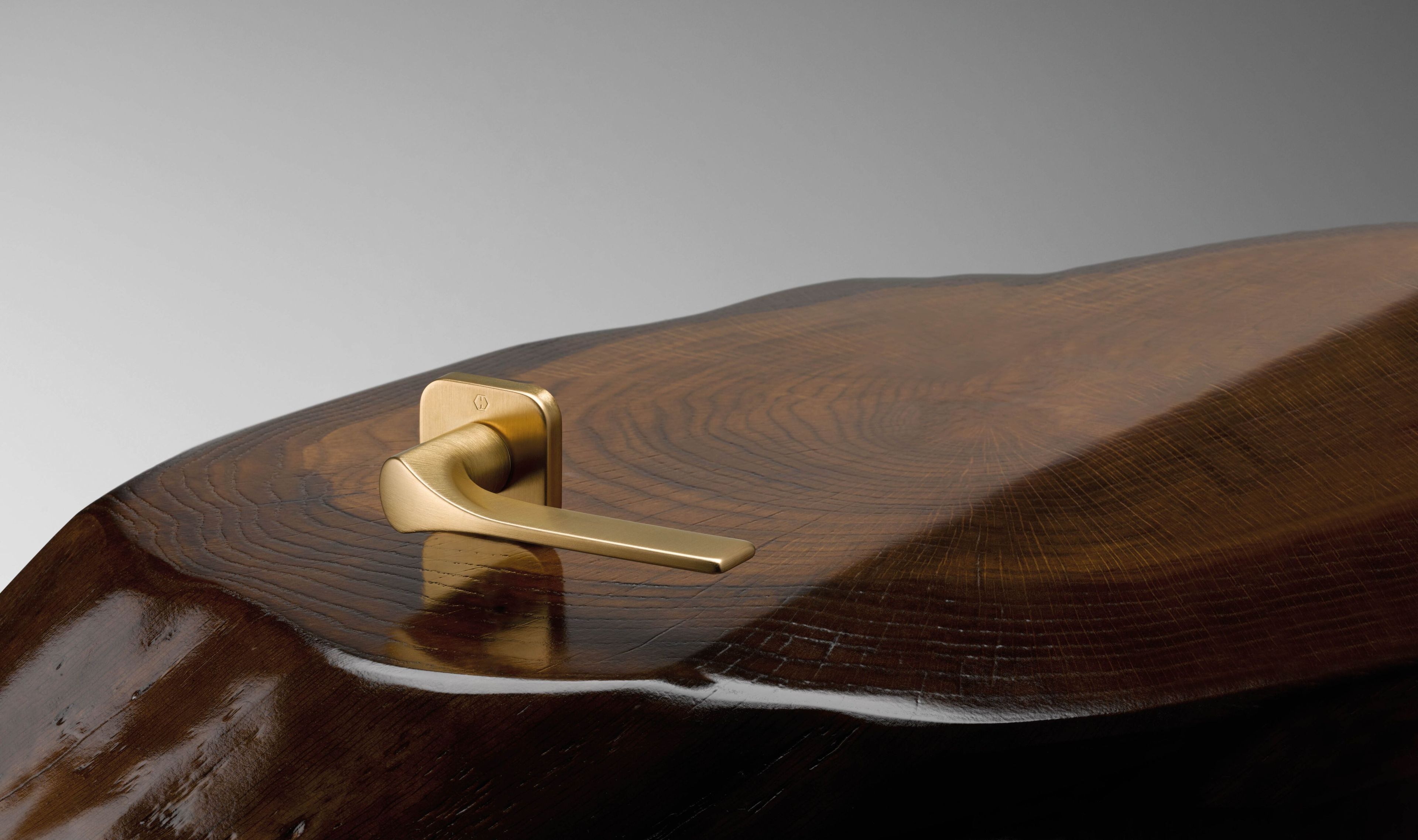 FIRENZE Brass door handle on rose By HOPPE