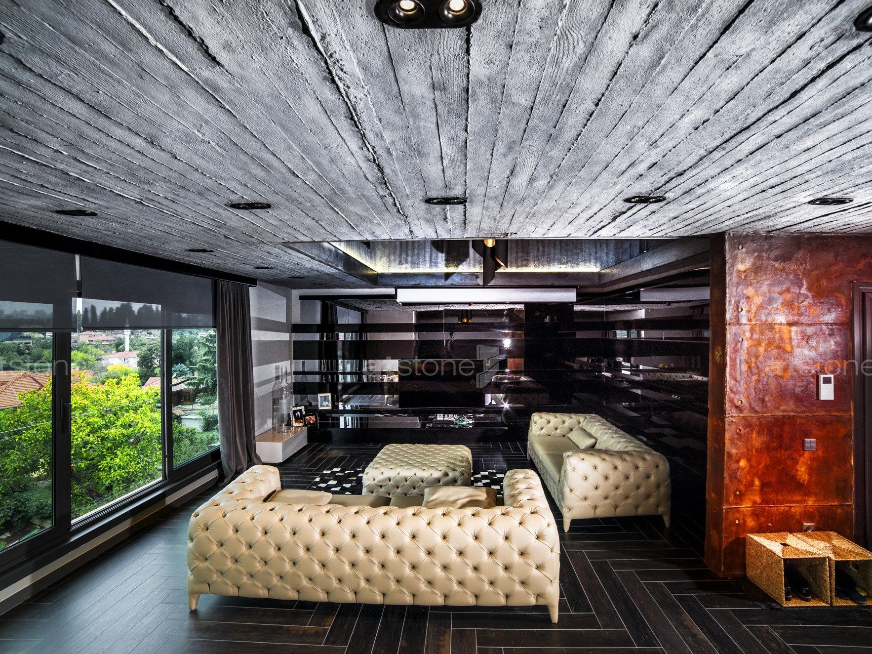 Indoor/outdoor glass-fibre 3D Wall Cladding with concrete effect ...