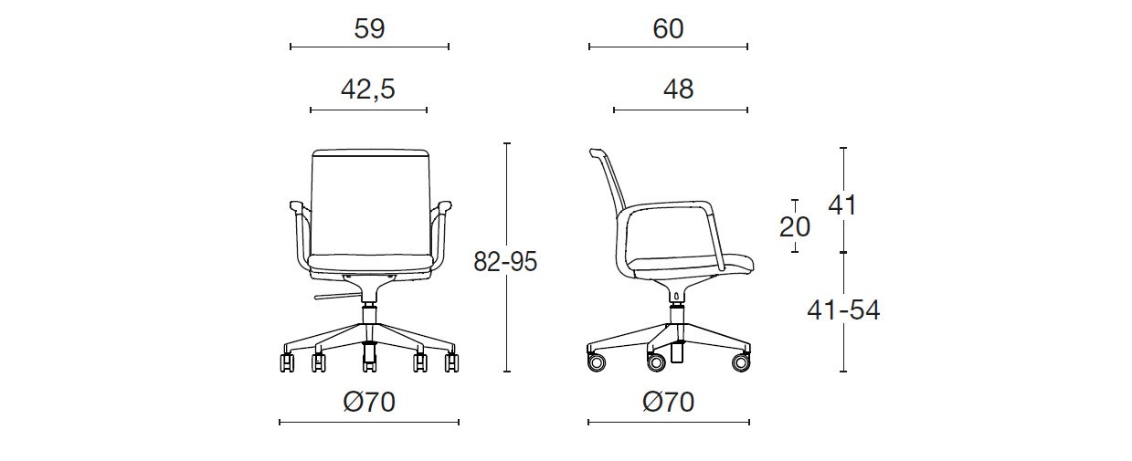 HOST Swivel height-adjustable chair with 5-spoke base By Diemme ...