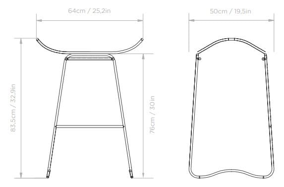 HUG BAR STOOL | Sgabello Sgabello alto a slitta in cuoio e acciaio By Jover+Valls