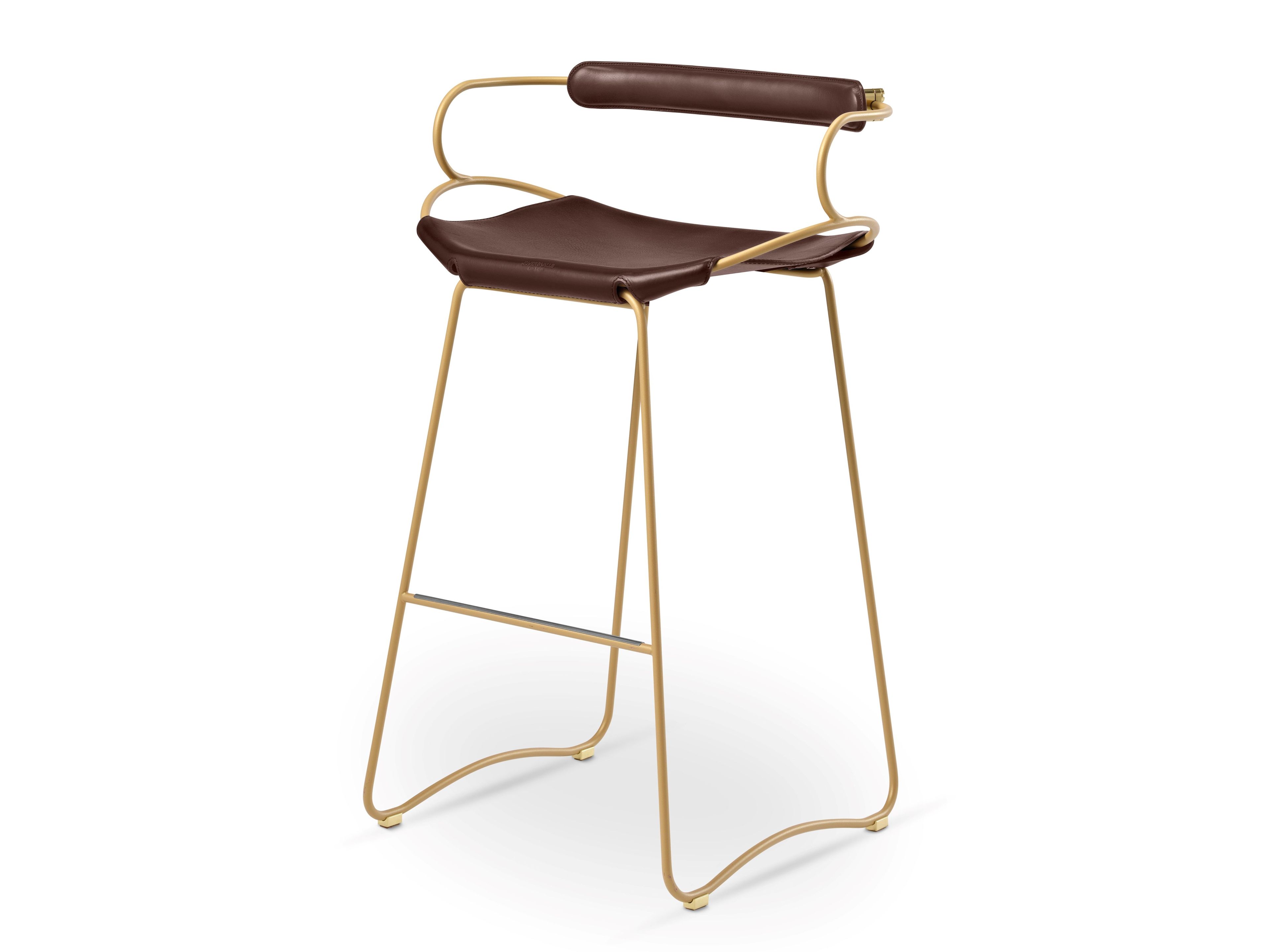 HUG BAR STOOL | Stool with back High tanned leather and steel stool ...