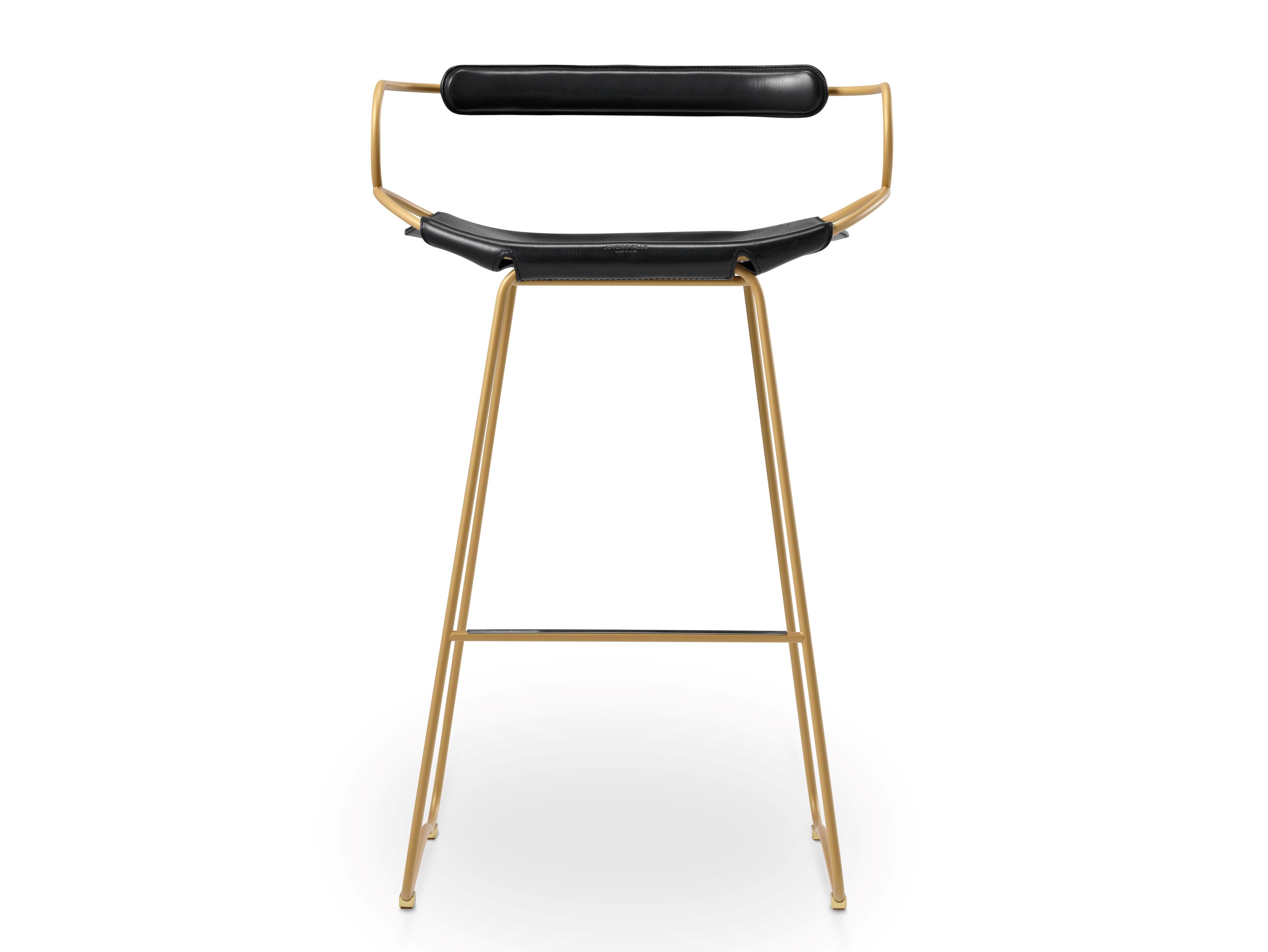 HUG BAR STOOL | Stool with back High tanned leather and steel stool with back By Jover+Valls