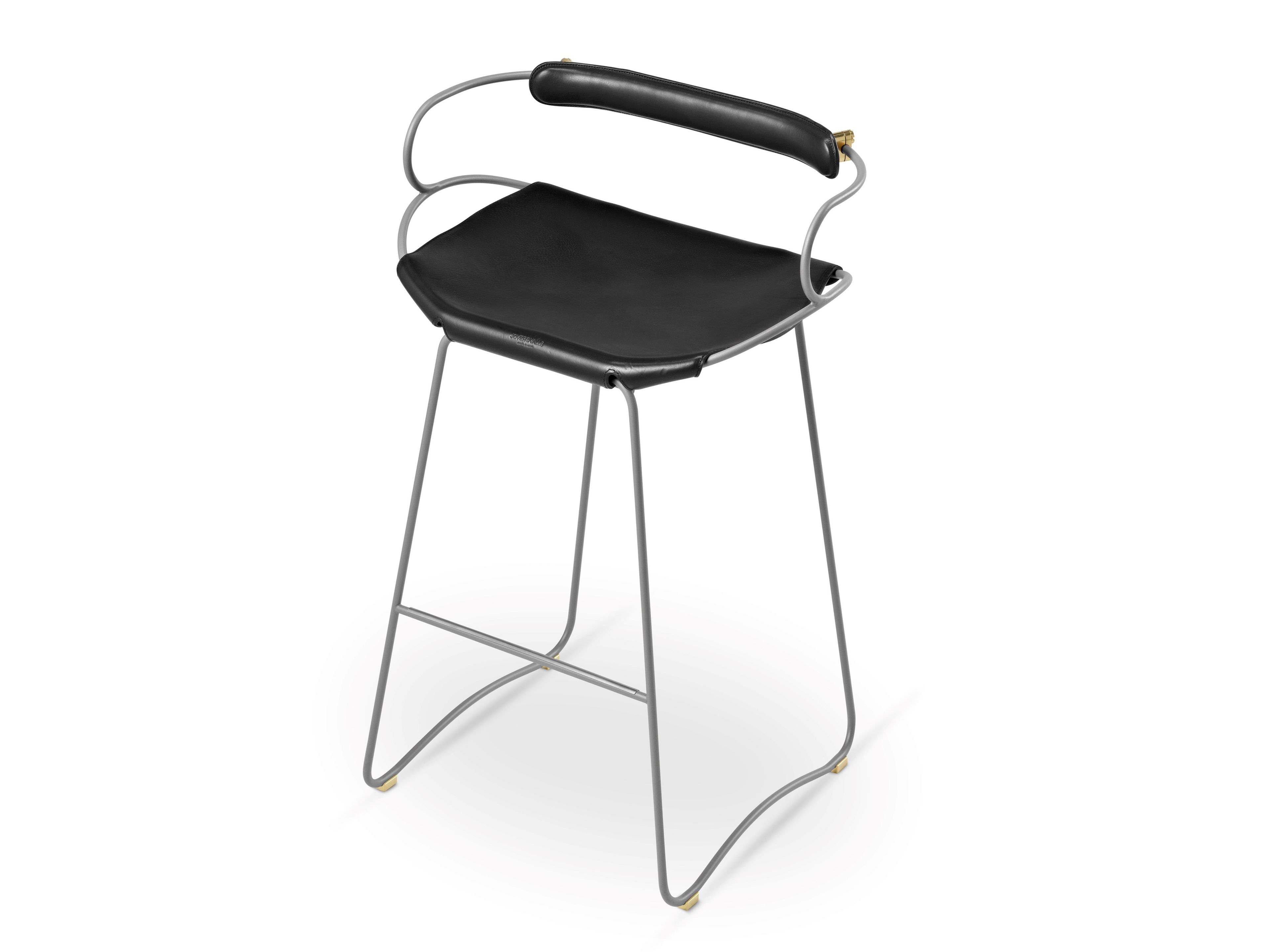 HUG BAR STOOL | Stool with back High tanned leather and steel stool with back By Jover+Valls
