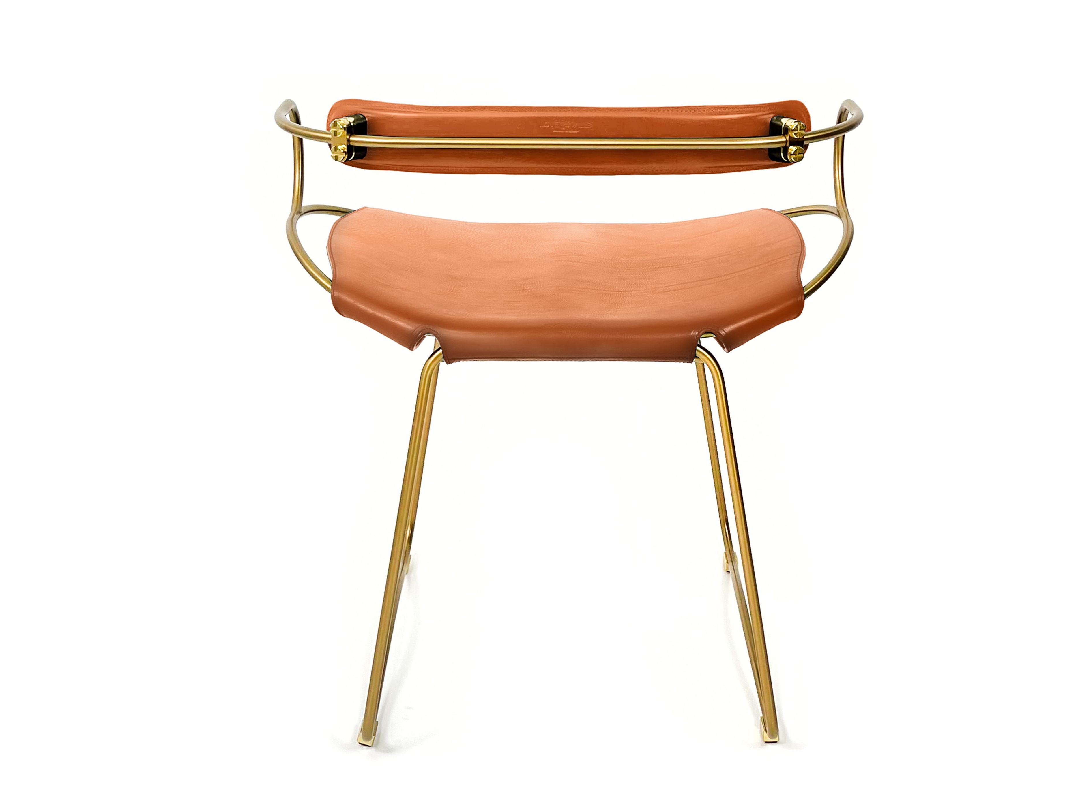 HUG | Chair Sled base tanned leather and steel chair with armrests By ...