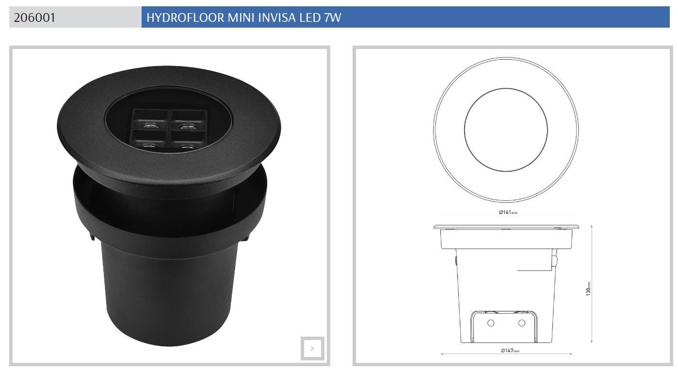 HYDROFLOOR INVISA-LIGHT Bañador de suelo LED de aluminio moldeado para ...