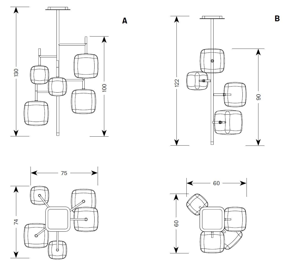 HYPERION LED Pyrex® chandelier By Tonelli Design | design Massimo Castagna