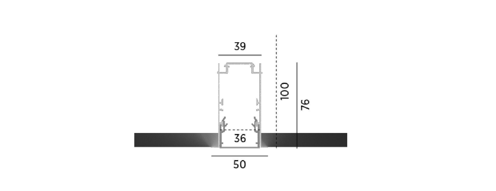 HYPRO Recessed linear lighting profile By PROLICHT