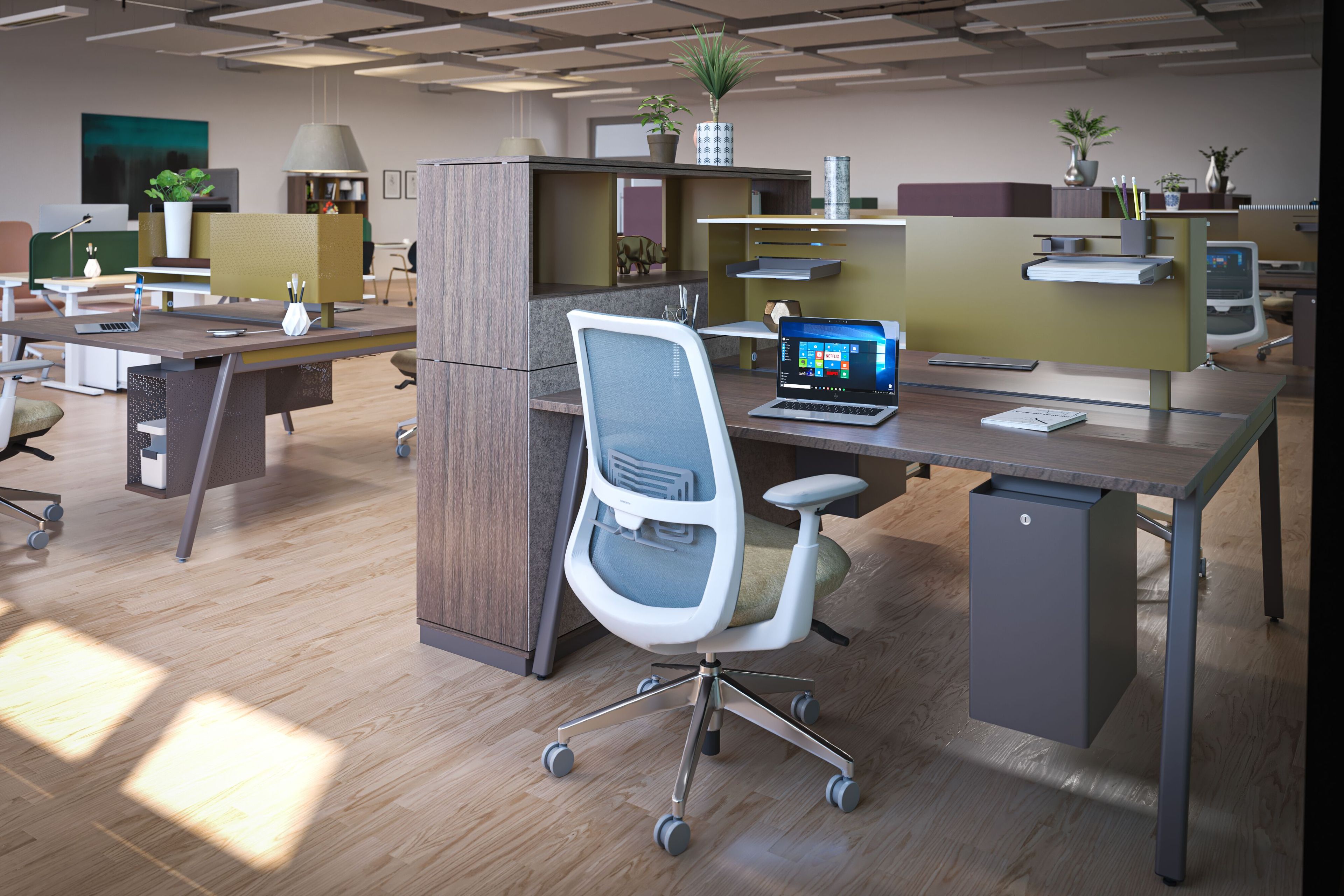 INTUITY Sectional multiple melamine office workstation with desk ...