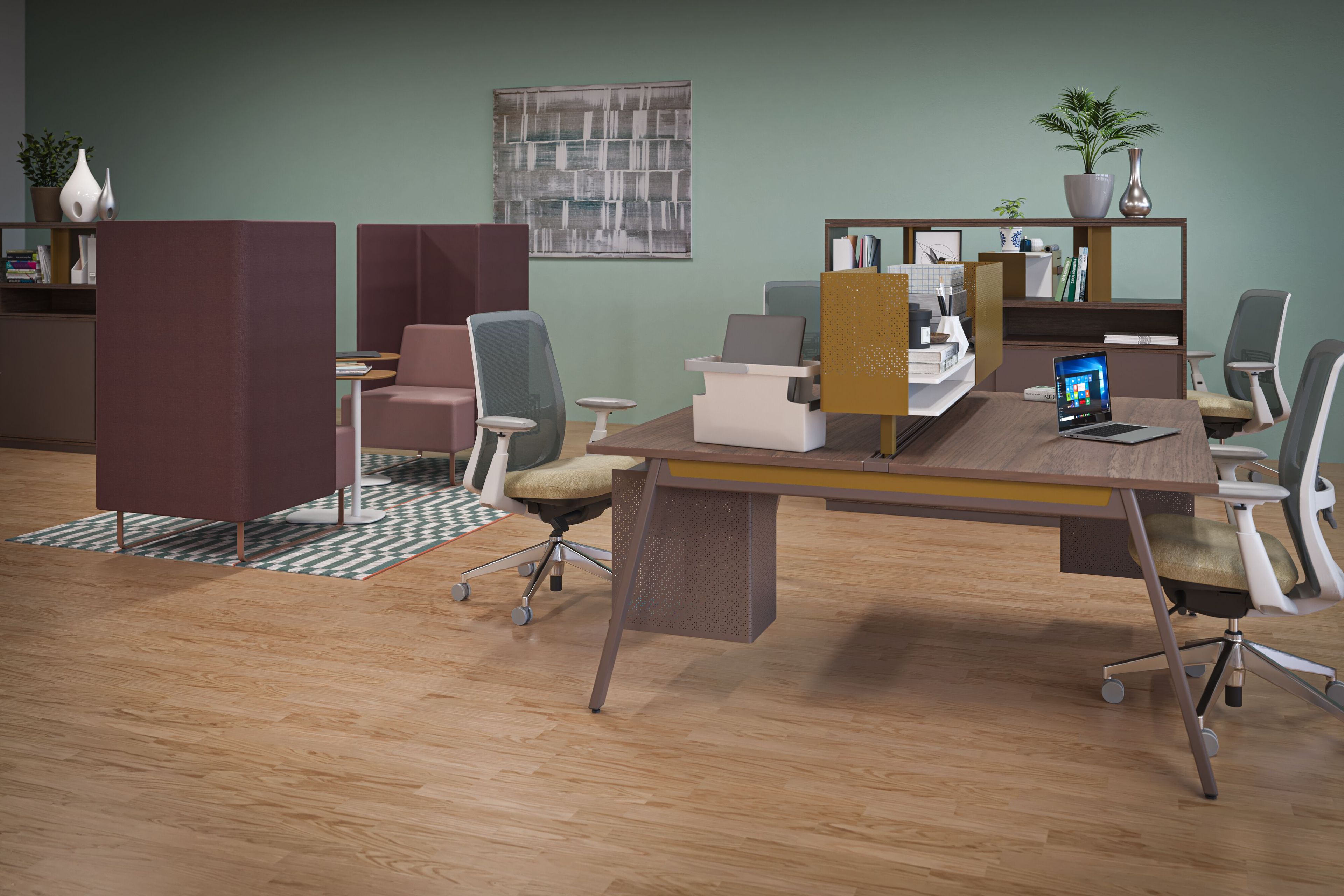 INTUITY Sectional multiple melamine office workstation with desk ...