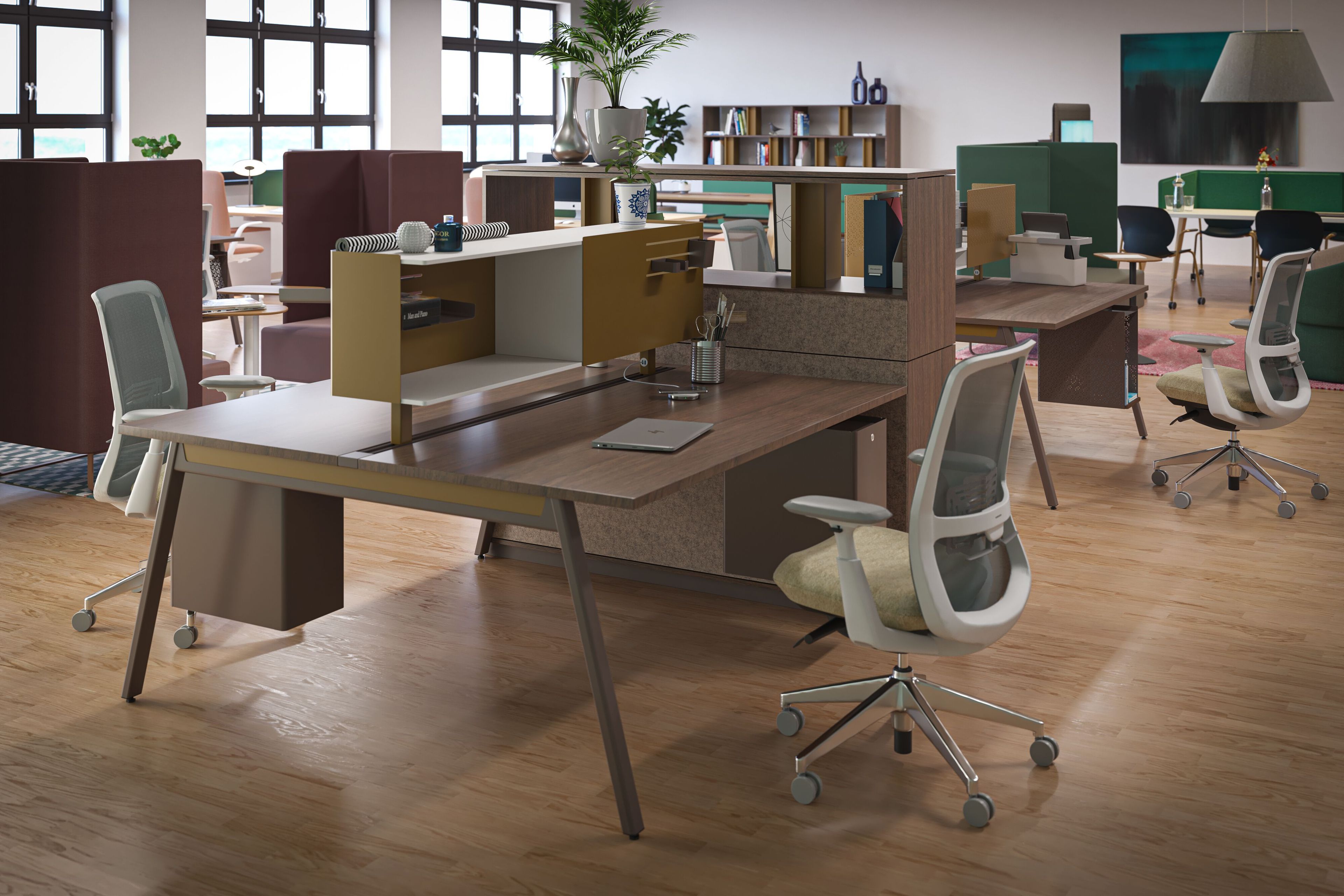 INTUITY Sectional multiple melamine office workstation with desk ...