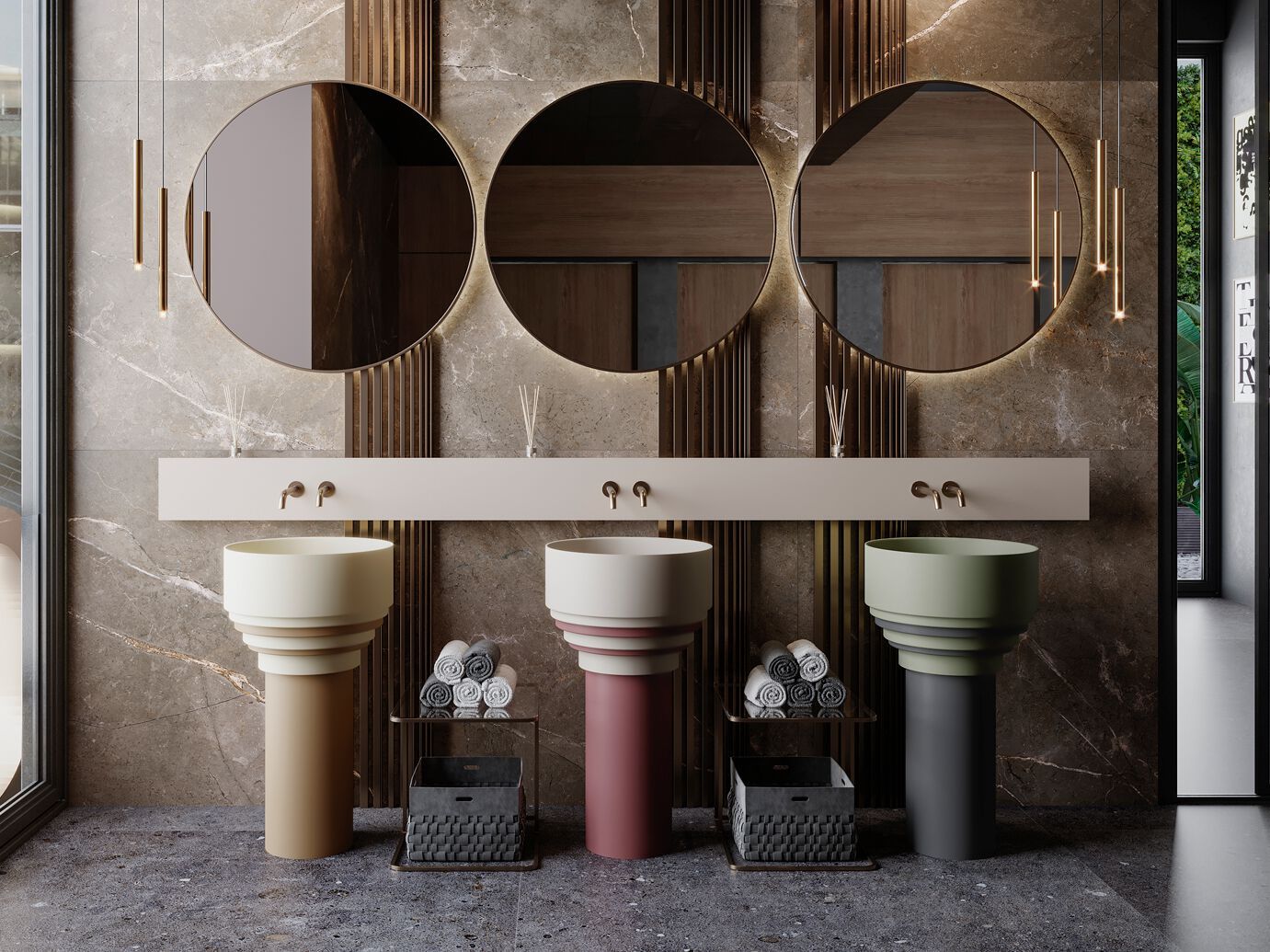 FS Freestanding round single washbasin By Hidrobox