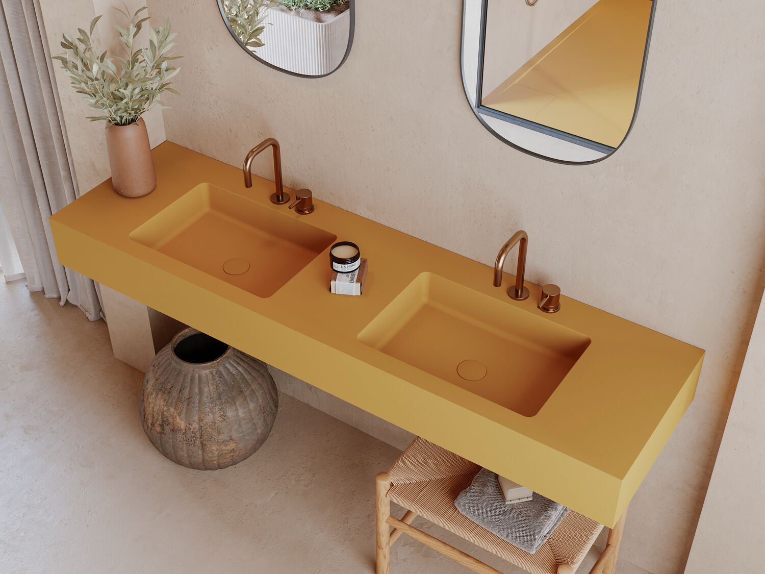 PROGRAM COLOUR Lavabo doble suspendido de material compuesto By Hidrobox