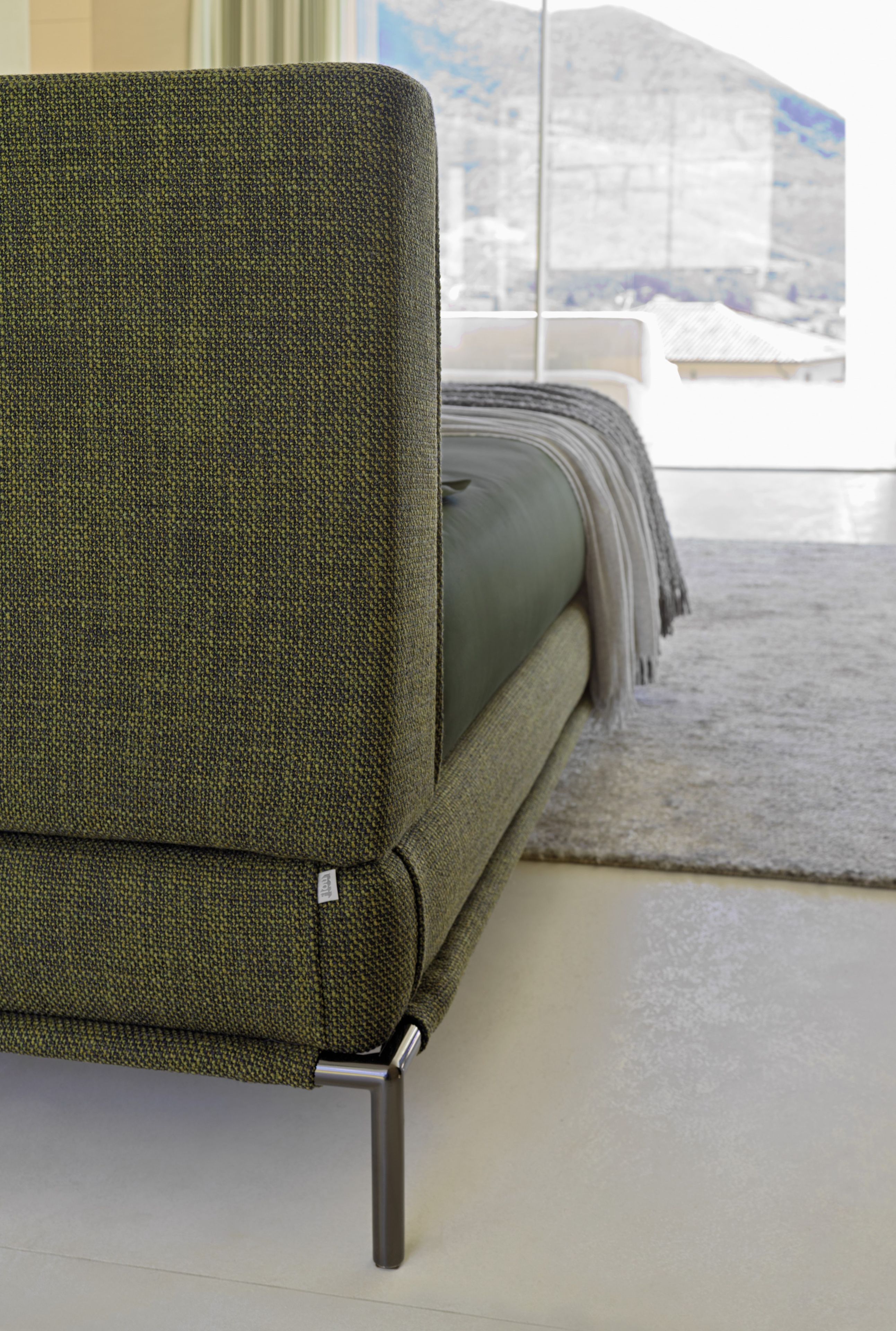 ICON Upholstered fabric double bed with removable cover By Flou