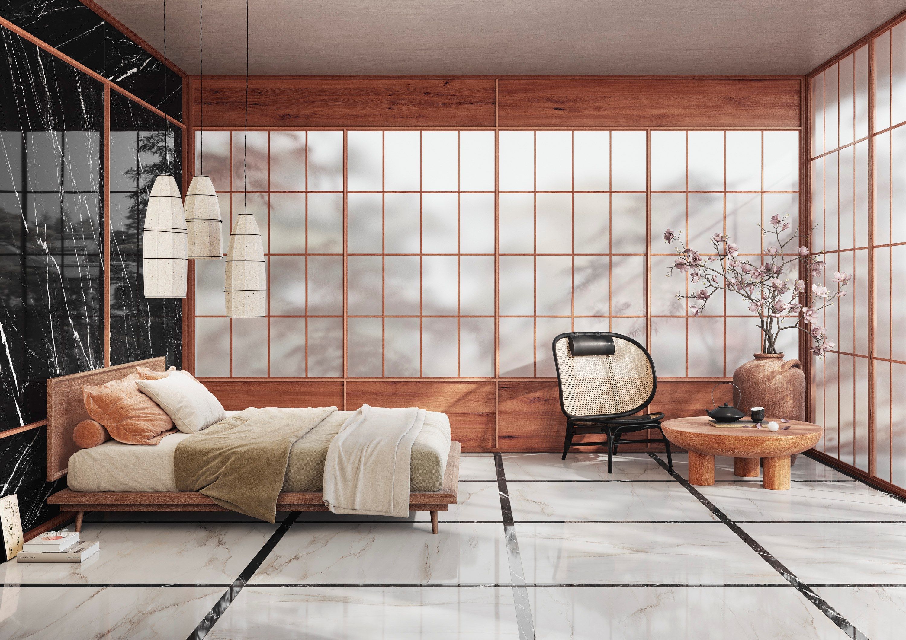 Porcelain stoneware wall/floor tiles with marble effect INCANTO By Ragno