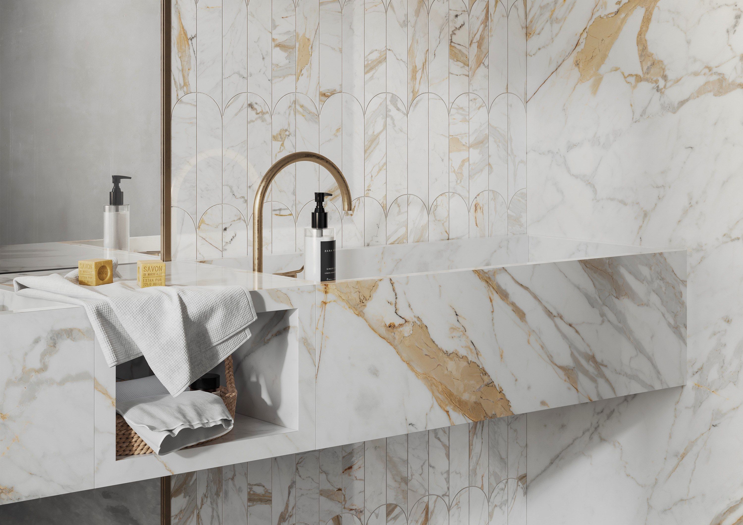 Porcelain stoneware wall/floor tiles with marble effect INCANTO By Ragno