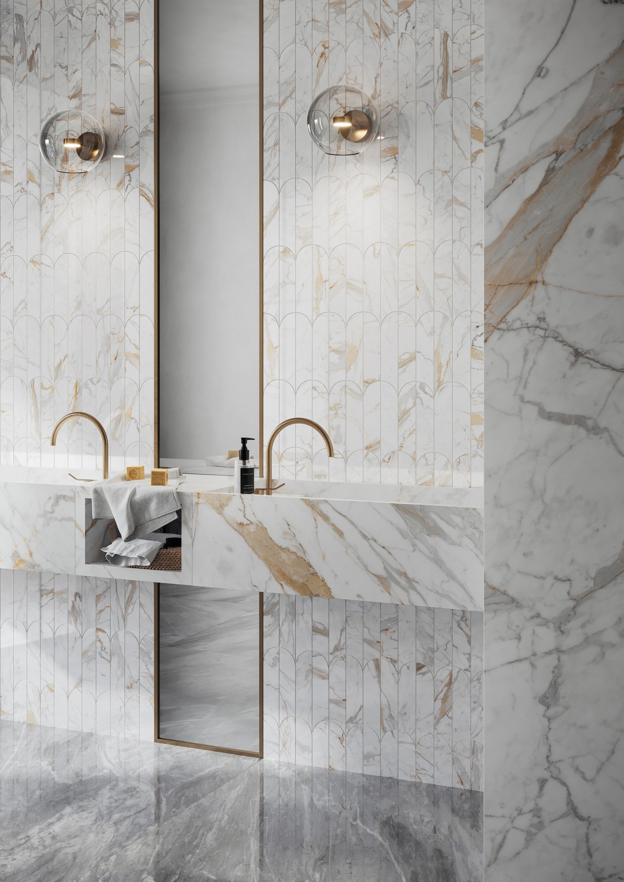 Porcelain stoneware wall/floor tiles with marble effect INCANTO By Ragno