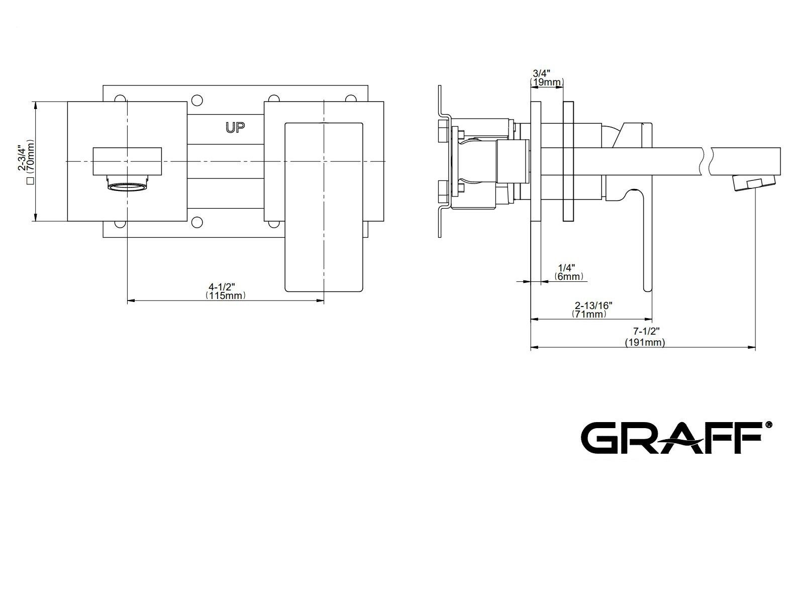 INCANTO 2 hole wall-mounted washbasin mixer By GRAFF