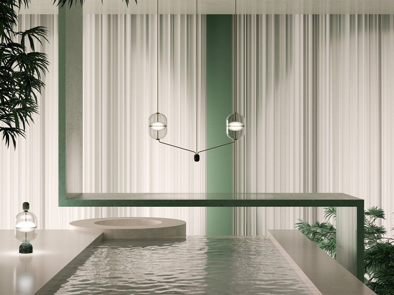 INDRE LED stone and glass modular pendant system By Rakumba