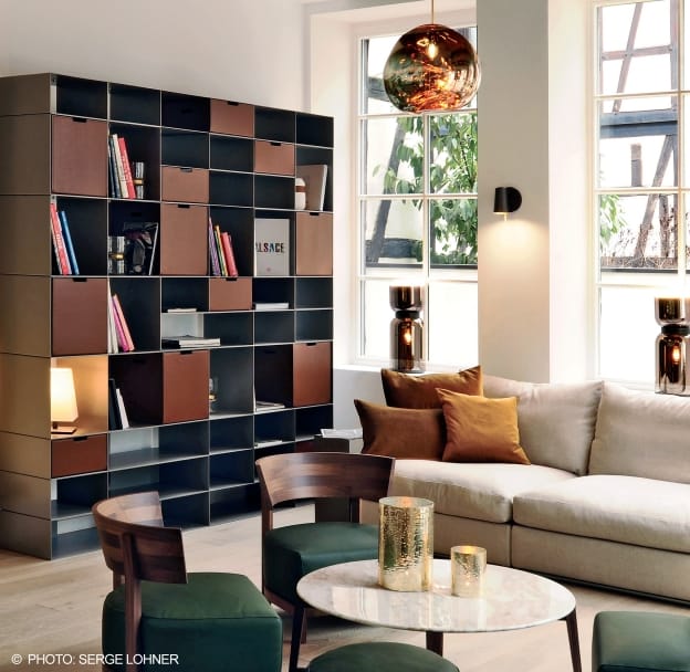 INFINITY Open sectional bookcase with drawers By Flexform | design Antonio Citterio