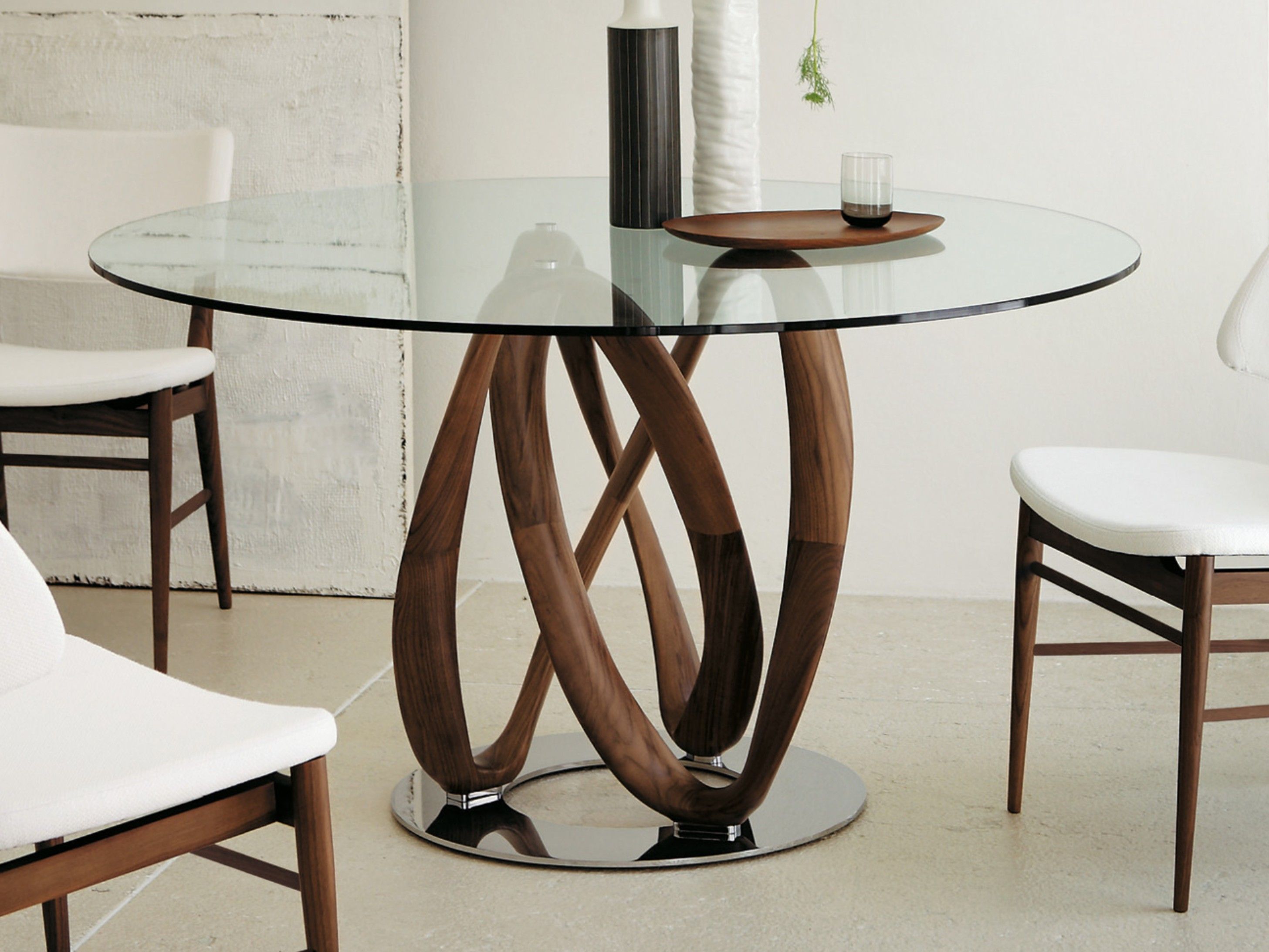 INFINITY | Round table Round solid wood table and crystal top By Porada ...