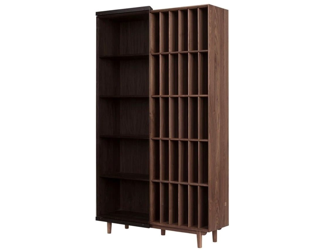 Open freestanding walnut bookcase INFINITY By 12H