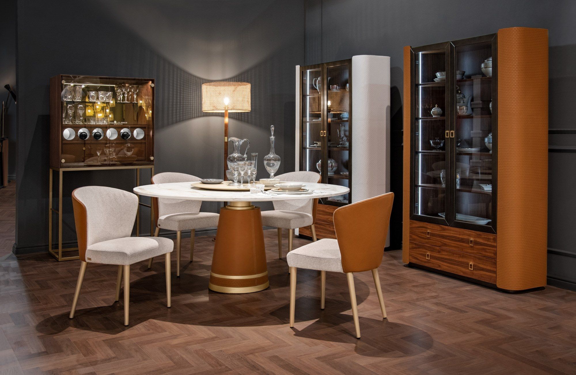 ISIDE Round marble table with Lazy Susan By Formitalia