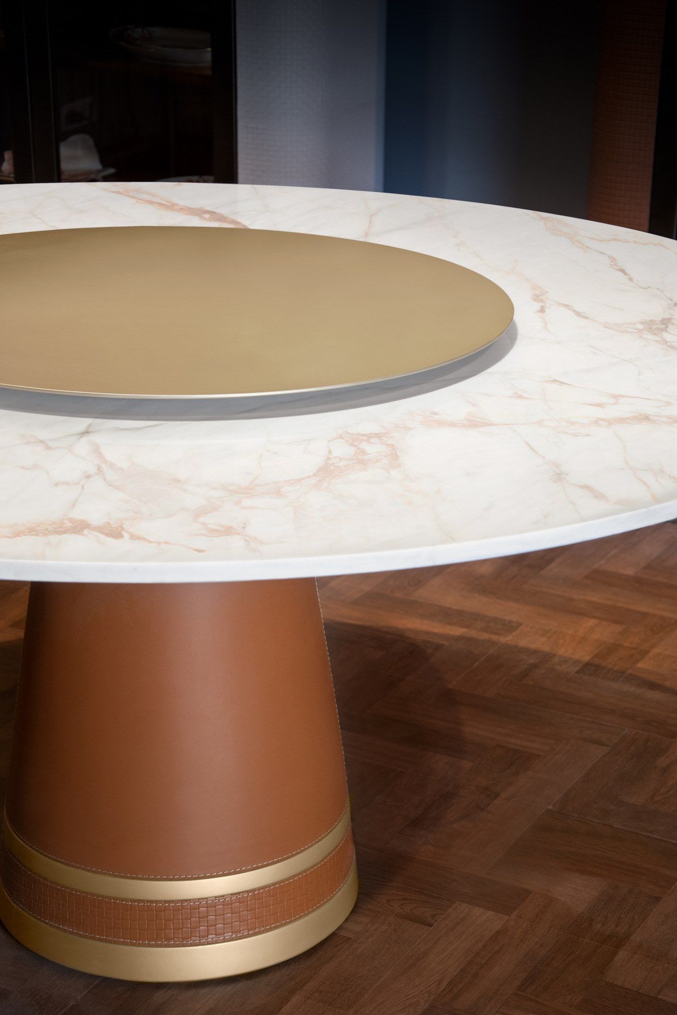 ISIDE Round marble table with Lazy Susan By Formitalia