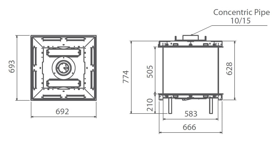 Gas central closed fireplace ISOLA 70 By BRITISH FIRES