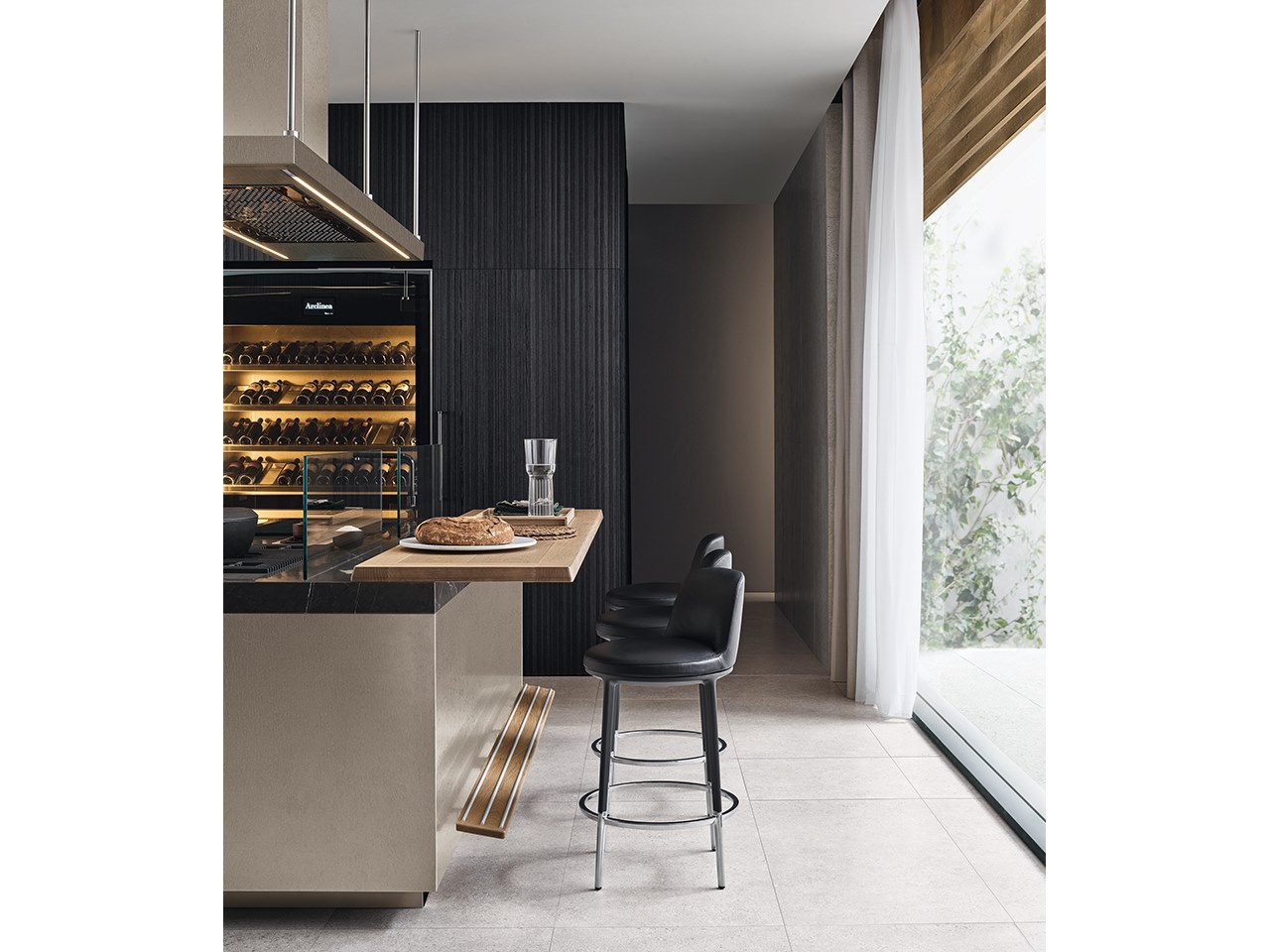 ITALIA + FRAME SYSTEM Kitchen in stainless steel and wood with double ...