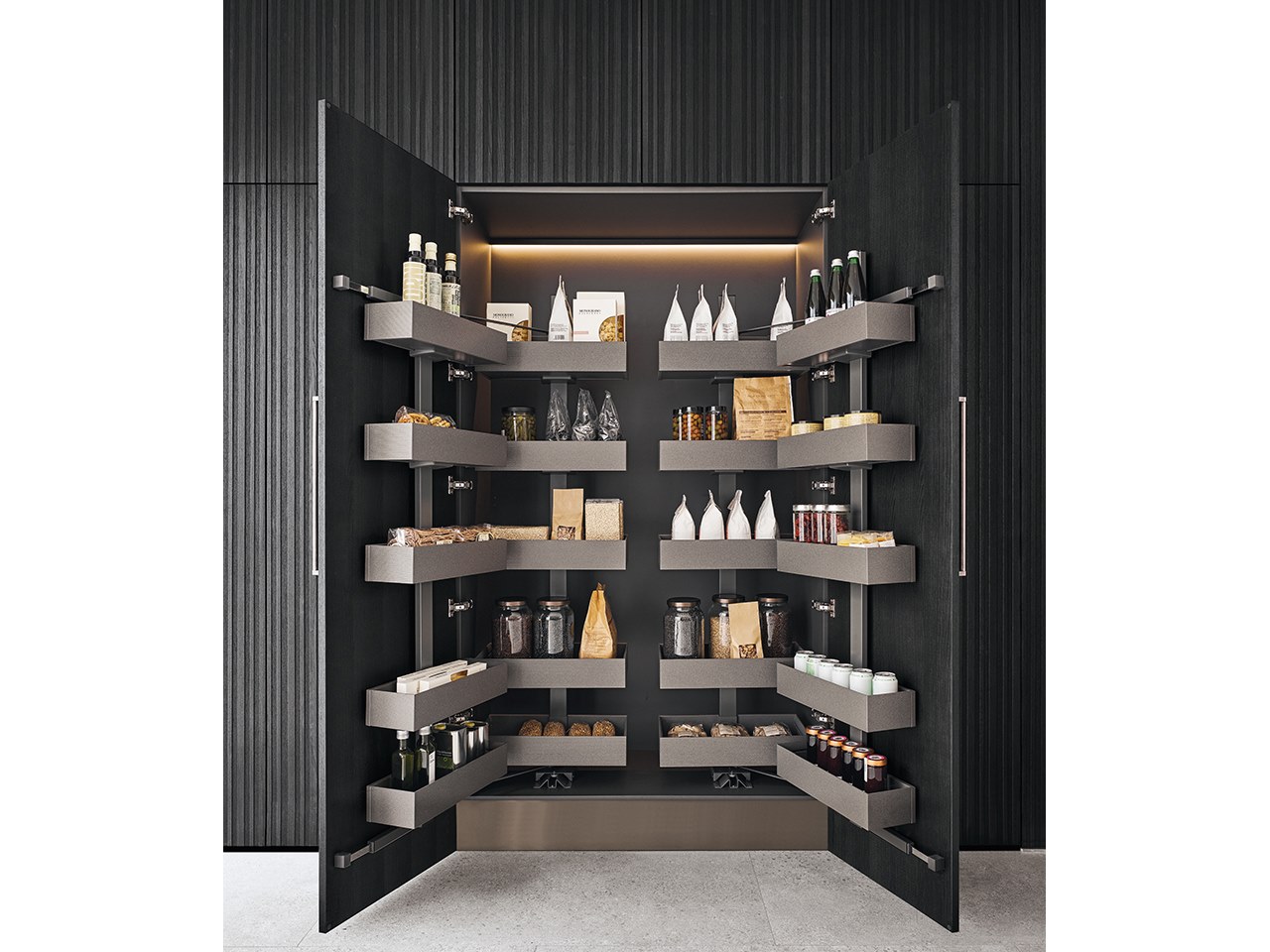ITALIA + FRAME SYSTEM Kitchen in stainless steel and wood with double ...