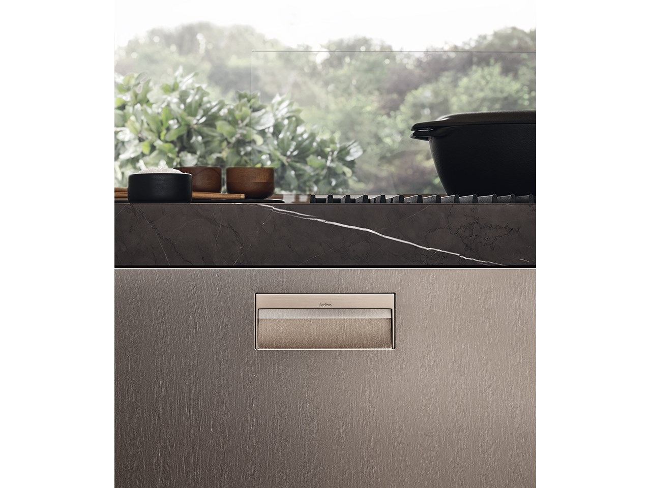 ITALIA + FRAME SYSTEM Kitchen in stainless steel and wood with double ...