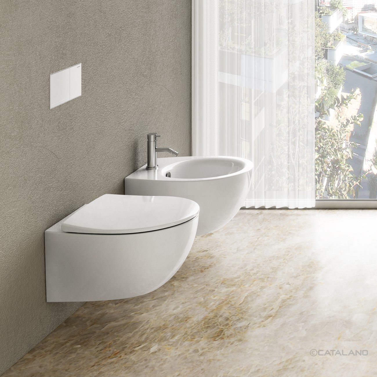 ITALY Wall-hung ceramic bidet with overflow By CERAMICA CATALANO