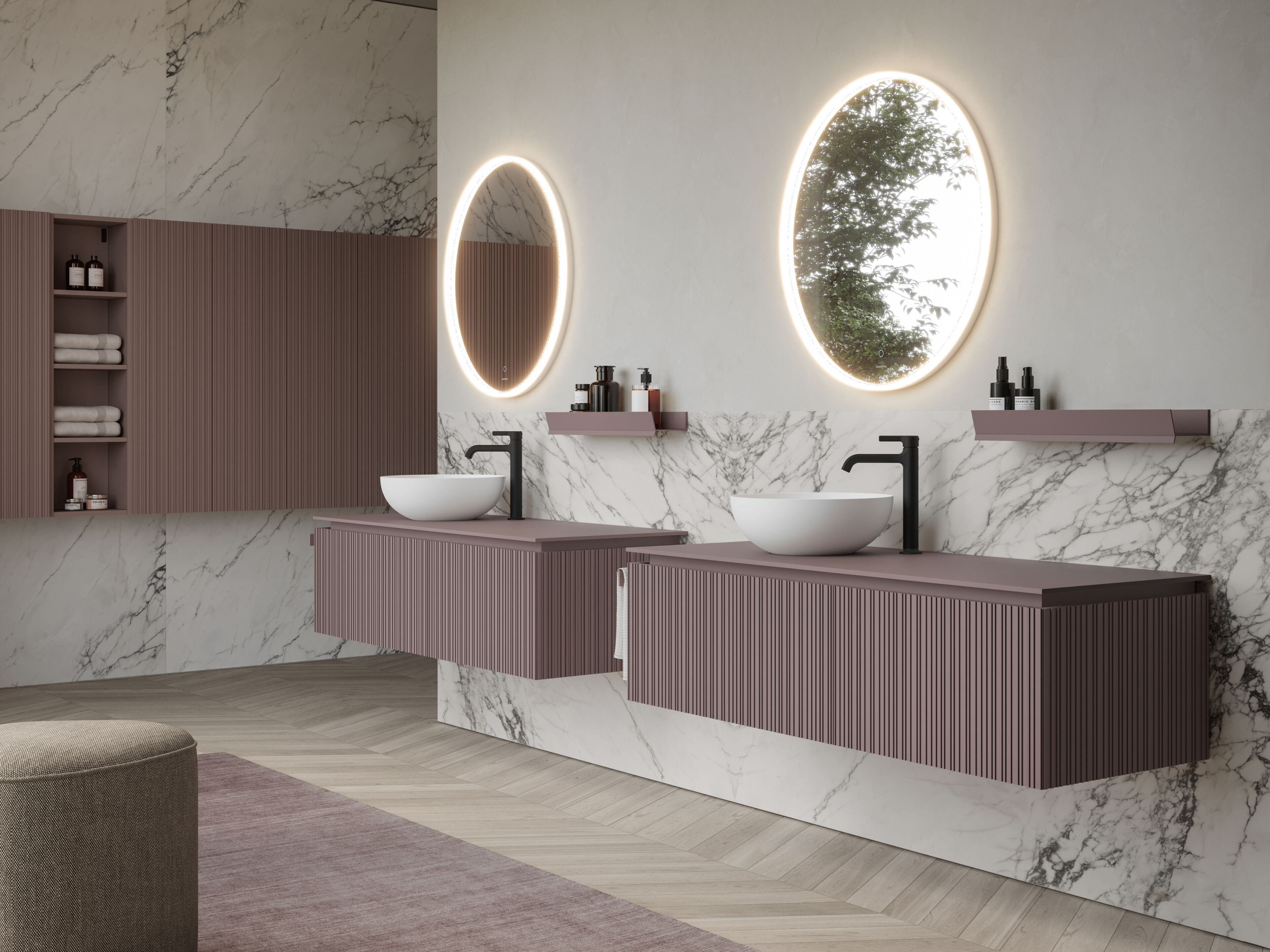 VIACONDOTTI Single wall-mounted vanity unit with cabinets By Ideagroup