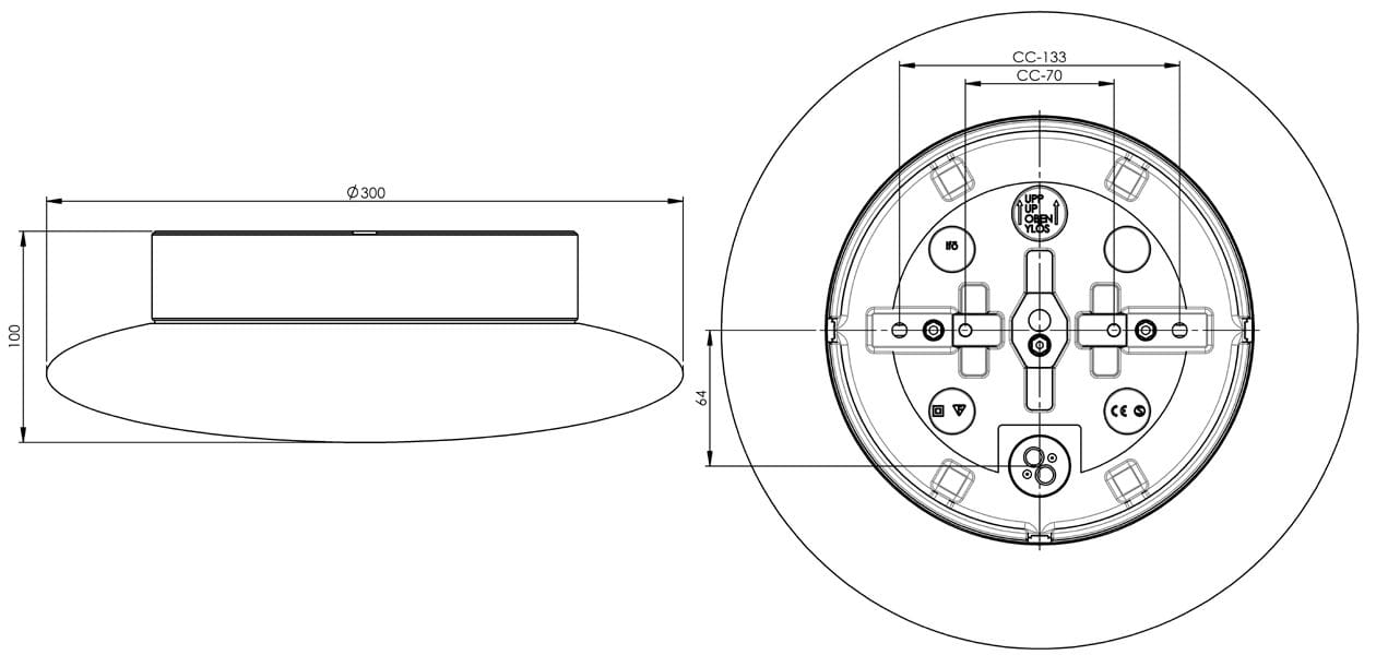 ATON CAIRO MEDIUM Lampada da parete / lampada da soffitto a LED in vetro opale e porcellana By ...