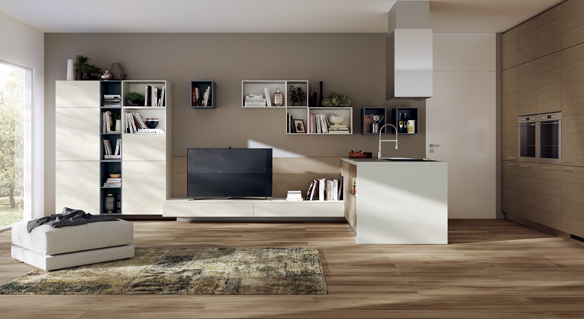Integrated modular storage units Integrated living rooms Line By Scavolini