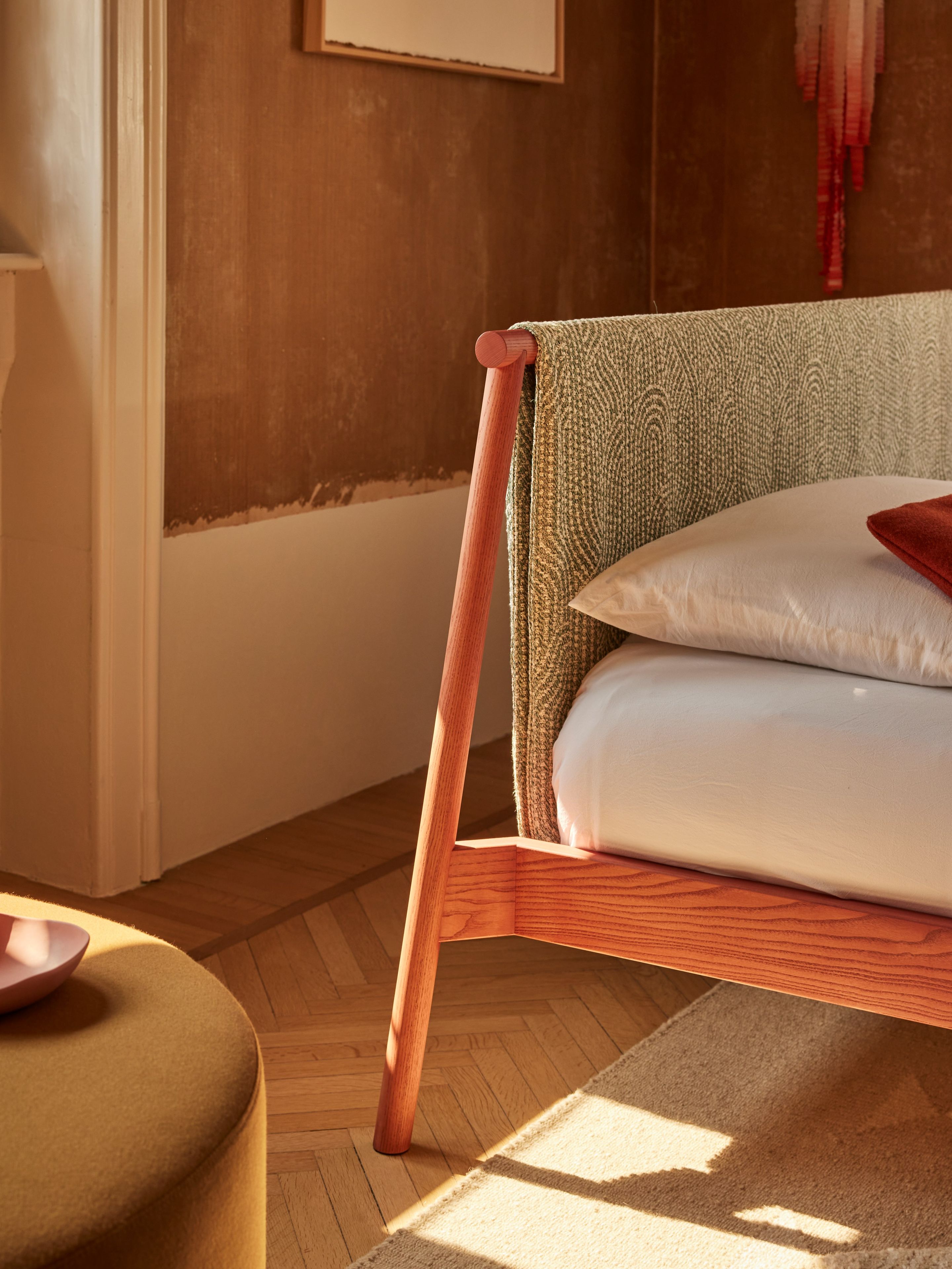 JACK Double bed with fabric and wooden structure By Bolzan Letti ...