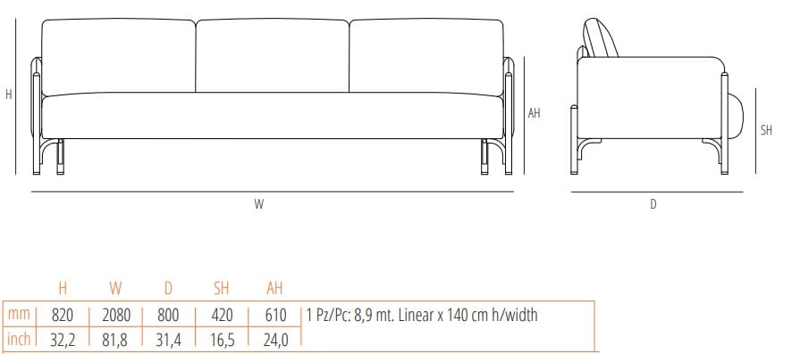 JANNIS | 3 seater sofa Jannis Collection By Wiener GTV Design design Dainelli Studio