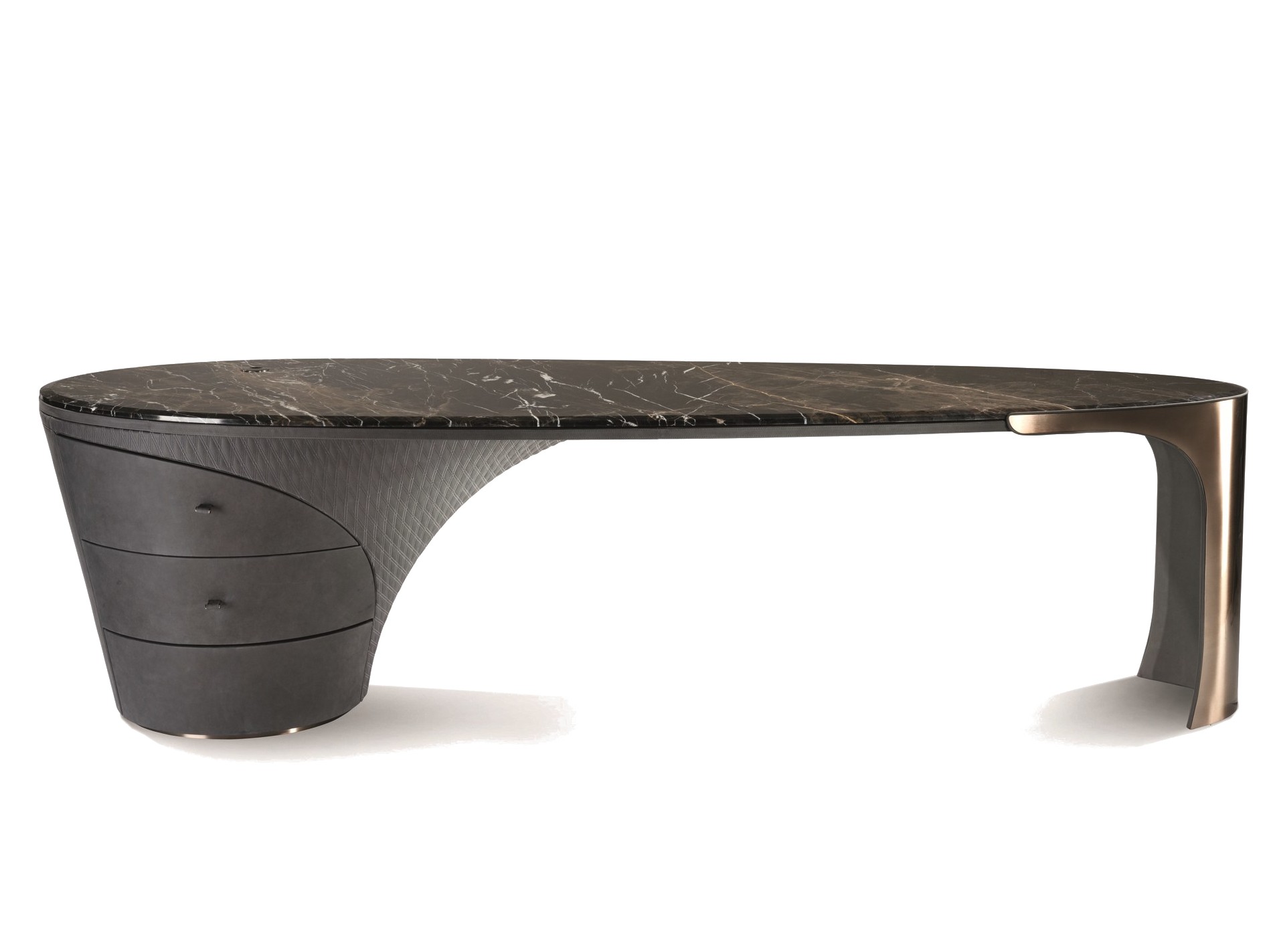 Oval marble office desk with drawers with cable management JET PLANE By ...