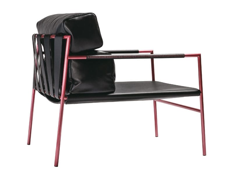 Leather easy chair with armrests JK EASY CHAIR JK Collection By Ritzwell